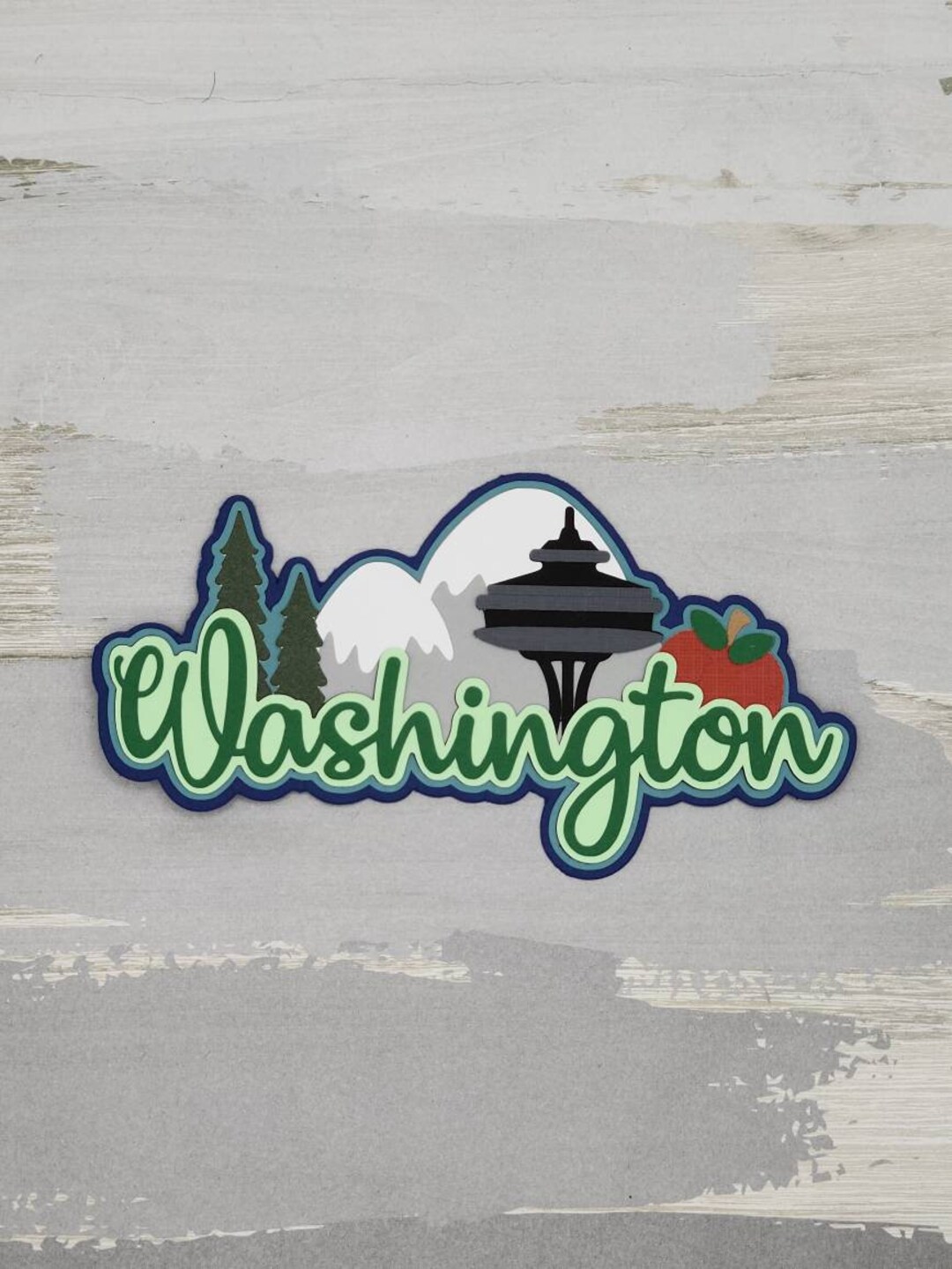 Washington State Paper Pieced Die Cut Travel Title for Scrapbooking ...