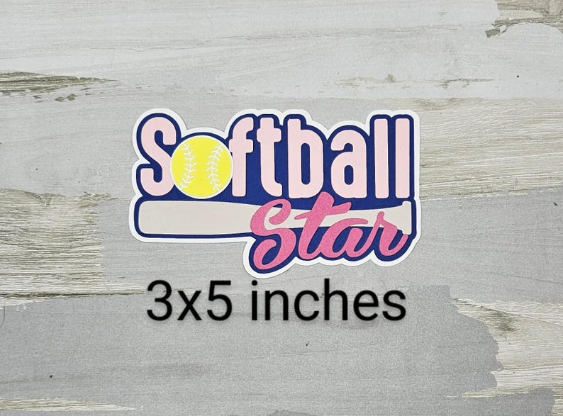 Softball Star Paper Pieced Die Cut Title for Scrapbooking, Card Making ...