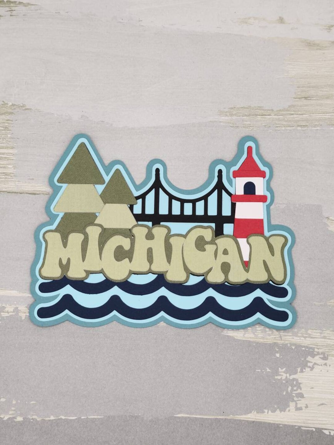 State of Michigan Paper Pieced Die Cut Title for Scrapbooking and ...