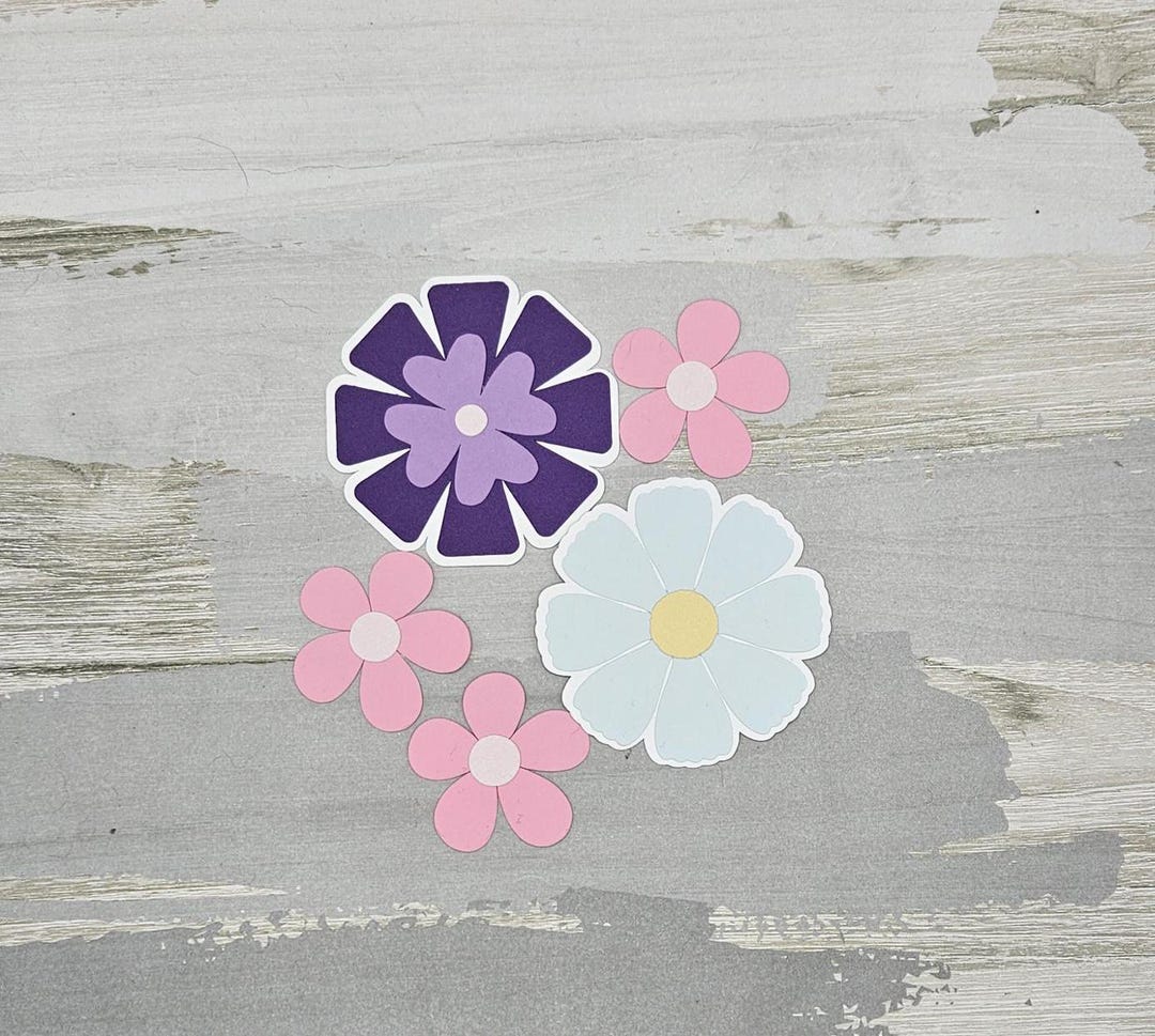 Set of 5 Flowers Paper Pieced Die Cut Title for Scrapbooking, Card ...