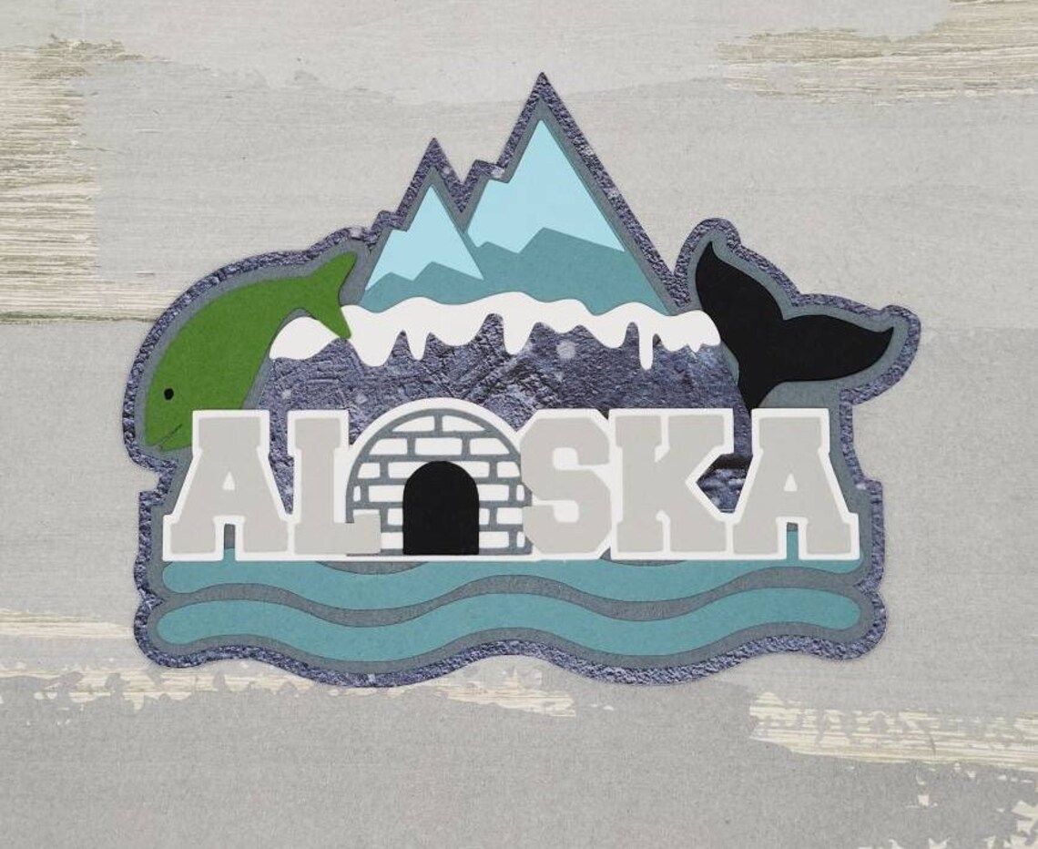 Alaska State Paper Pieced Die Cut Title for Scrapbooking card - Etsy