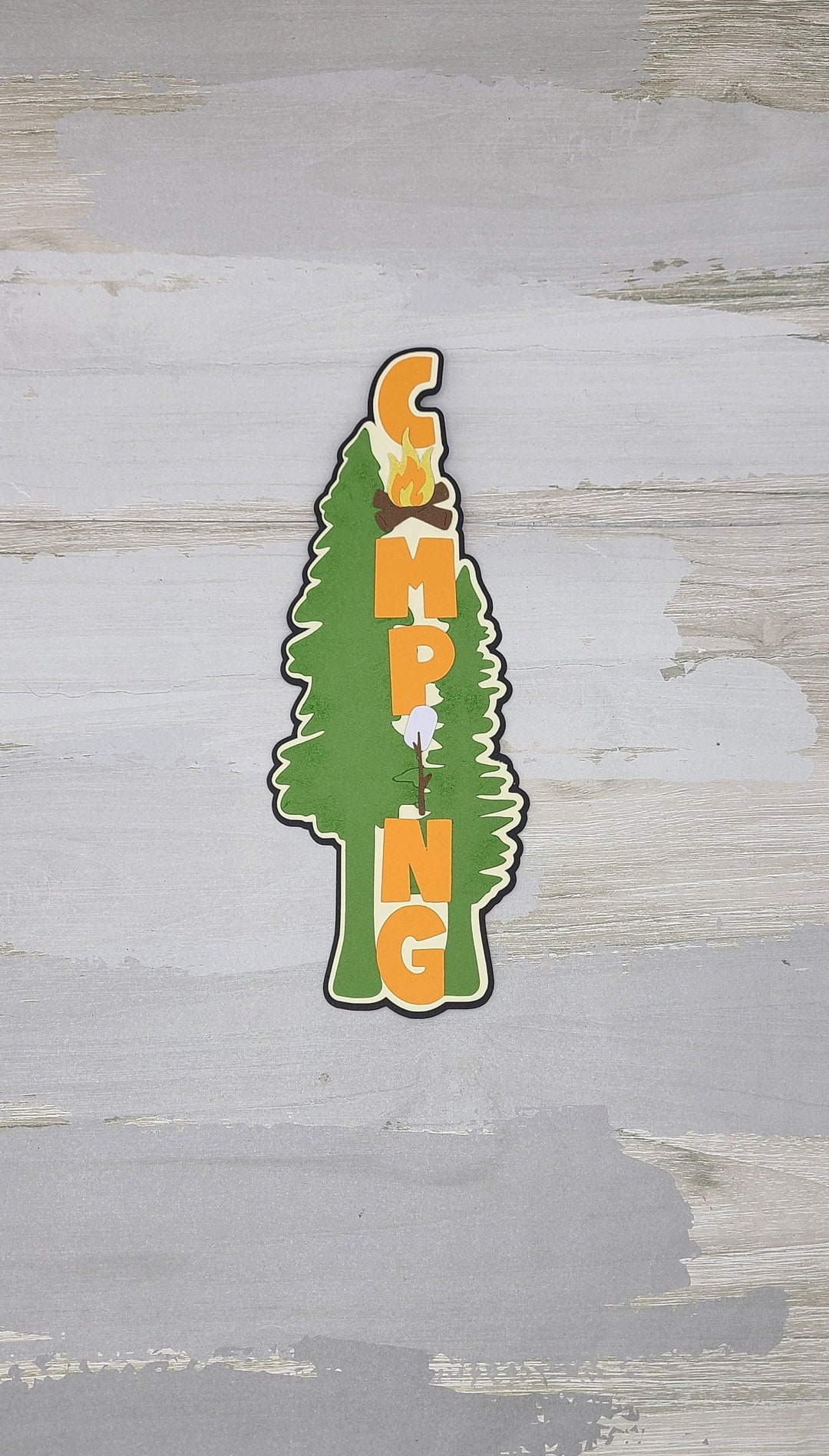 Camping Paper Pieced Die Cut Title for Scrapbooking, Card Making, and ...