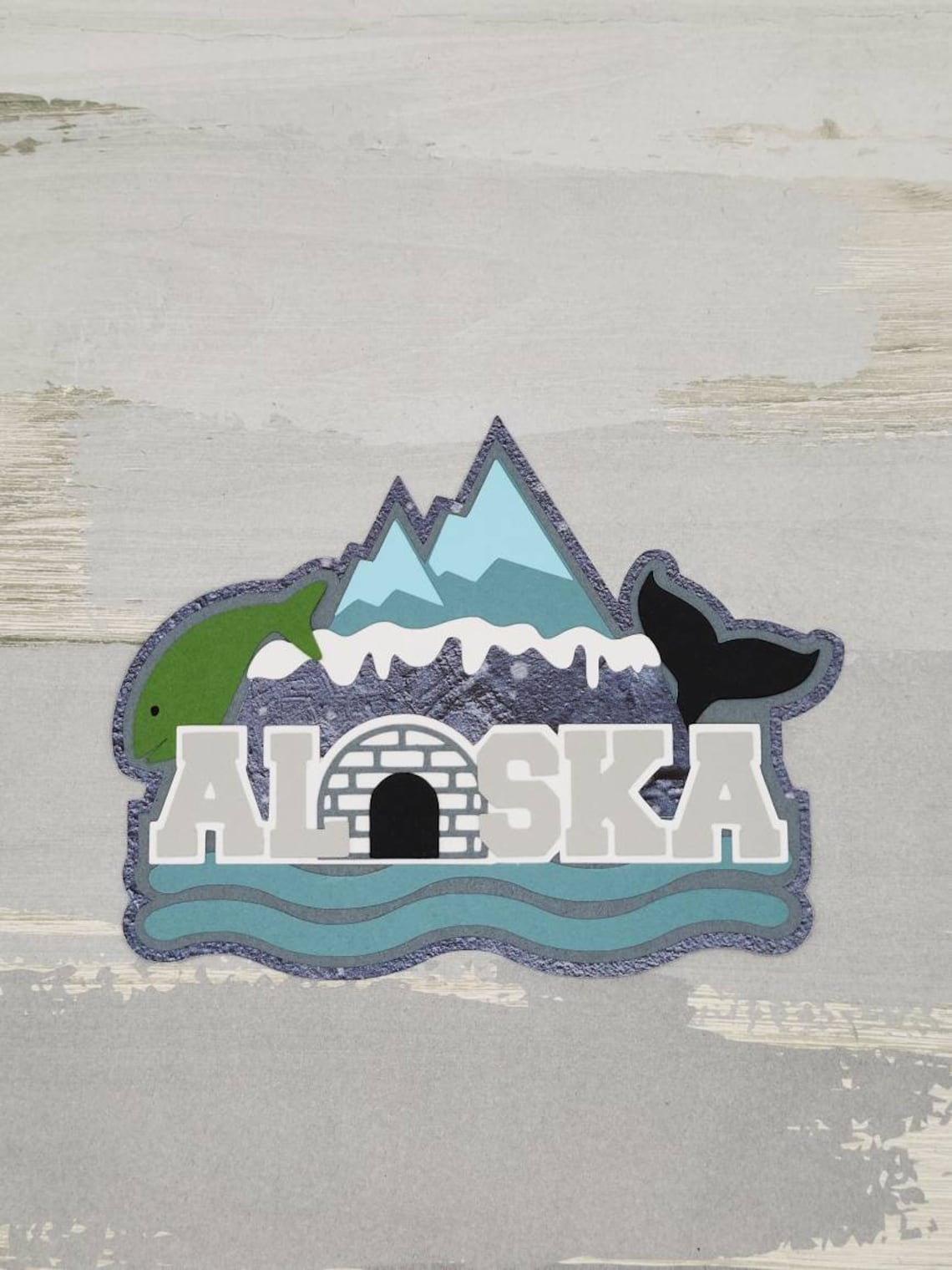 Alaska State Paper Pieced Die Cut Title for Scrapbooking card | Etsy