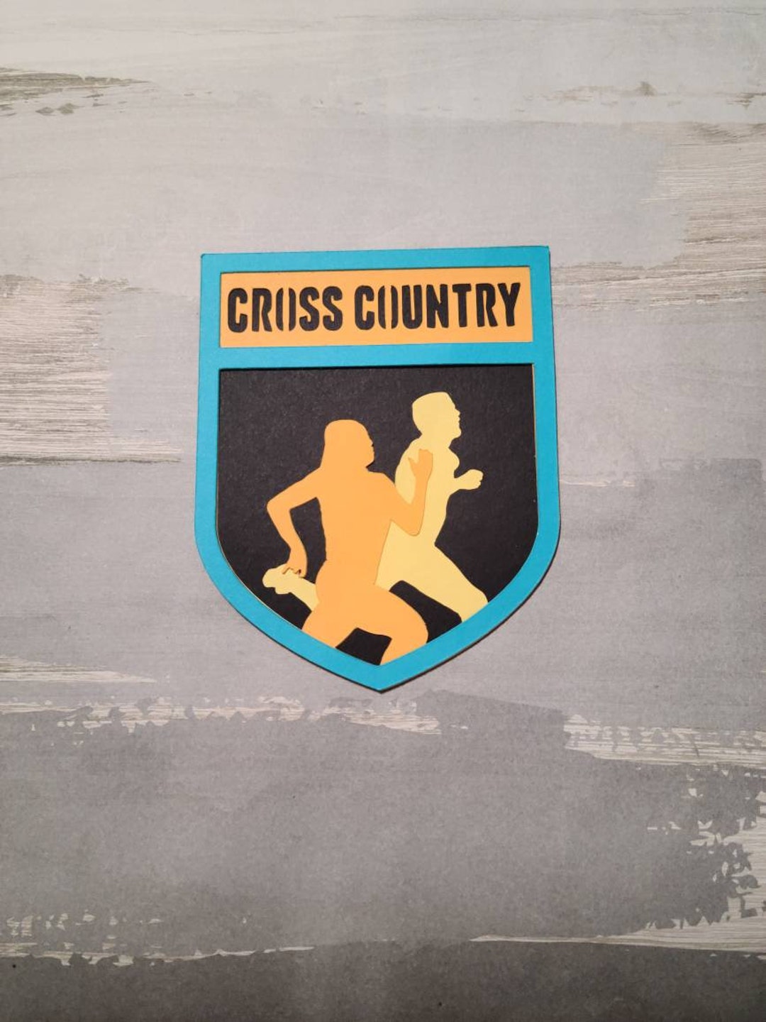 Cross Country Badge Paper Pieced Die Cut Title for Scrapbooking, Card ...