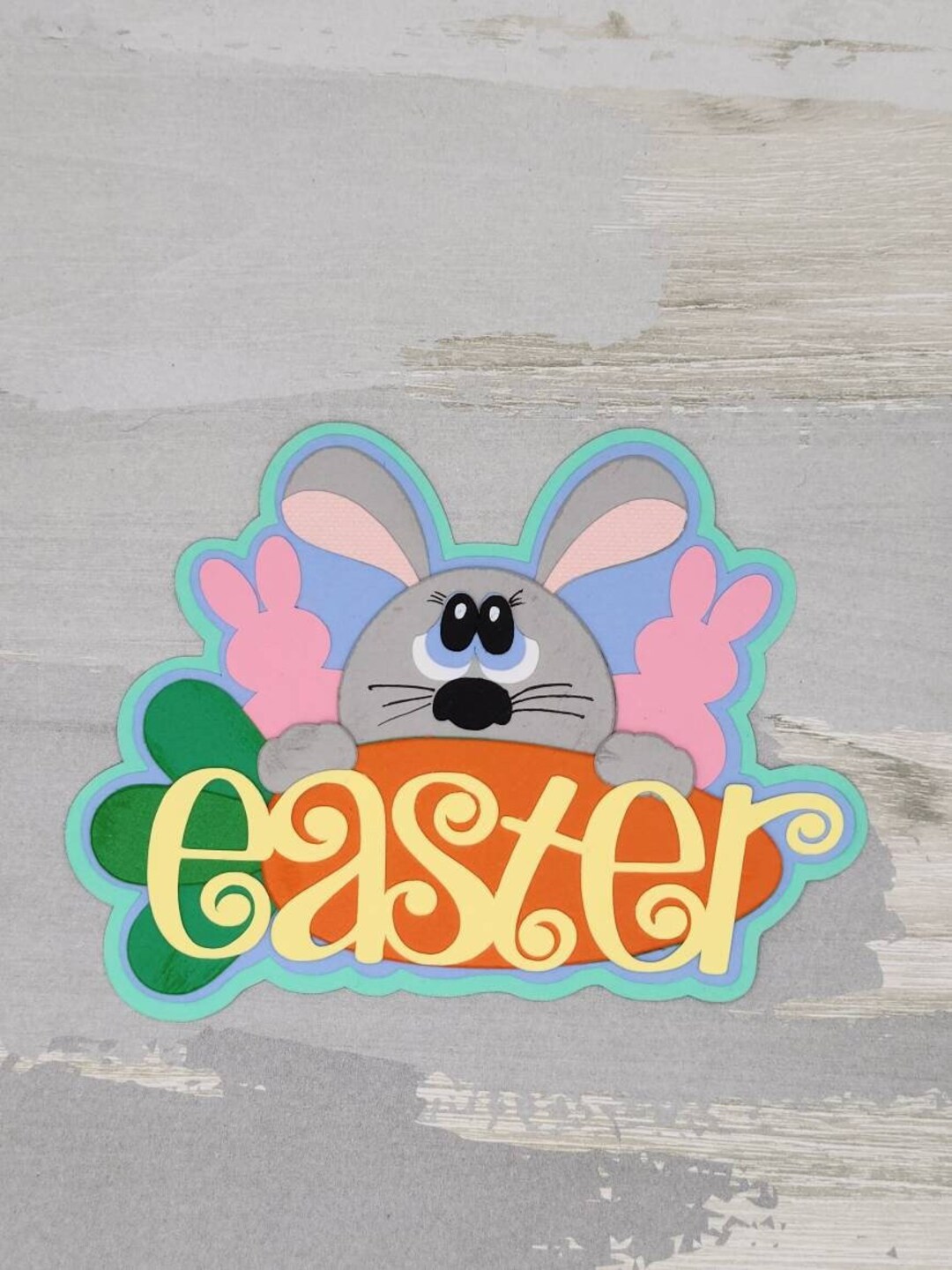 Easter Bunny With Carrot Paper Pieced Die Cut Title for Scrapbooking ...