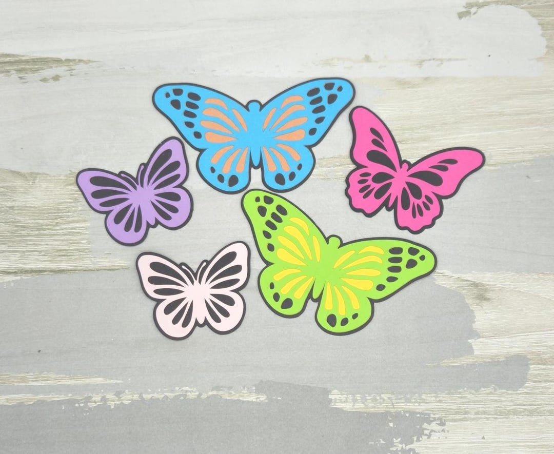 Set of 5 Butterflies Paper Pieced Die Cut Set for Scrapbooking, Card ...