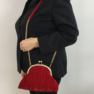 Pleated Velvet Purse/multi Tone Red Handbag/evening Handbag/fabric ...