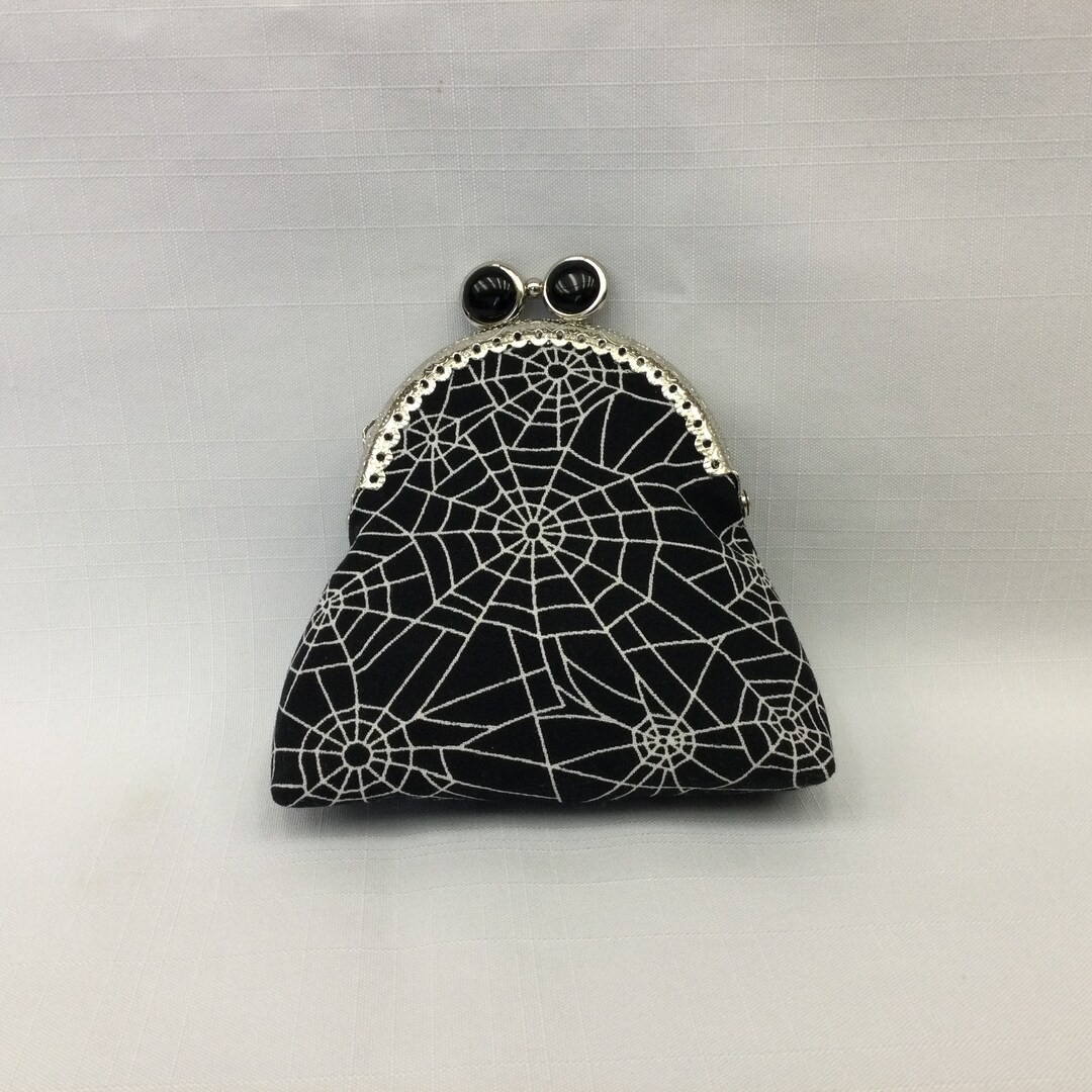 Spider Web Coin Purse, Black & White Fabric Pouch - Etsy
