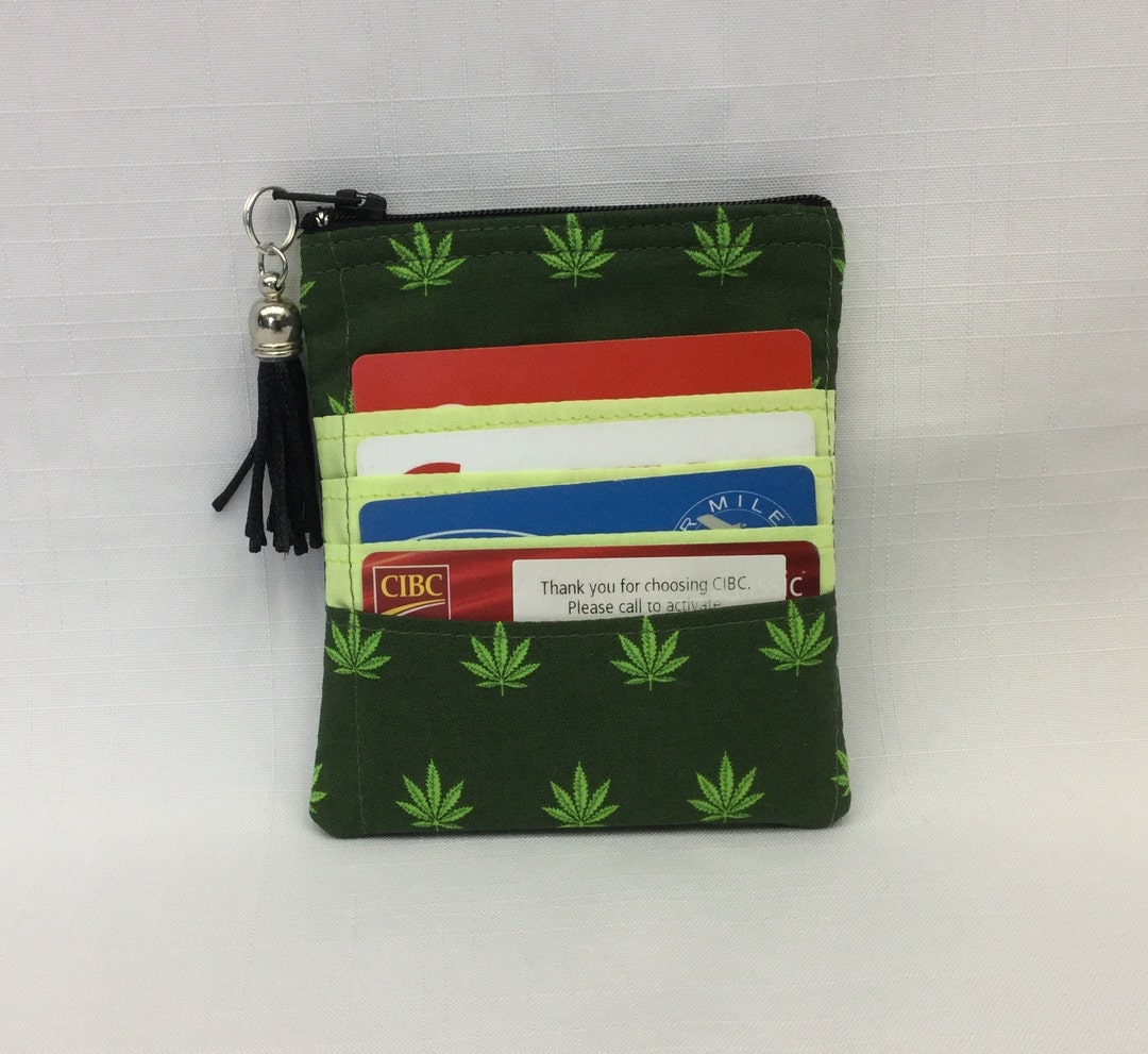 Cannabis Leaf Credit Card Holder: Fabric Mini Wallet - Etsy