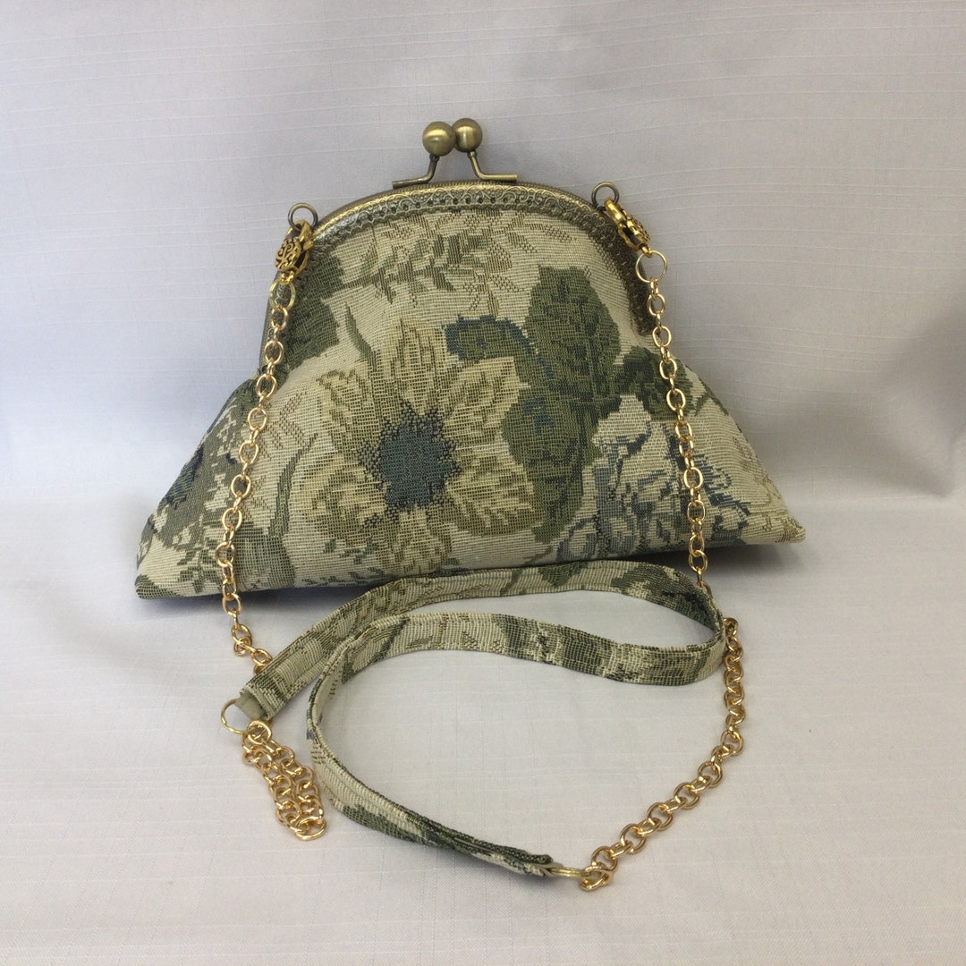 Floral Tapestry Purse/soft Green Handbag/evening Handbag/fabric Purse ...