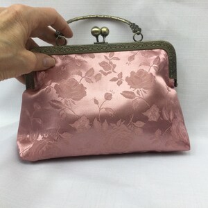 Satin Brocade Evening Bag/dressy Rose Pink Handbag/antique Style ...