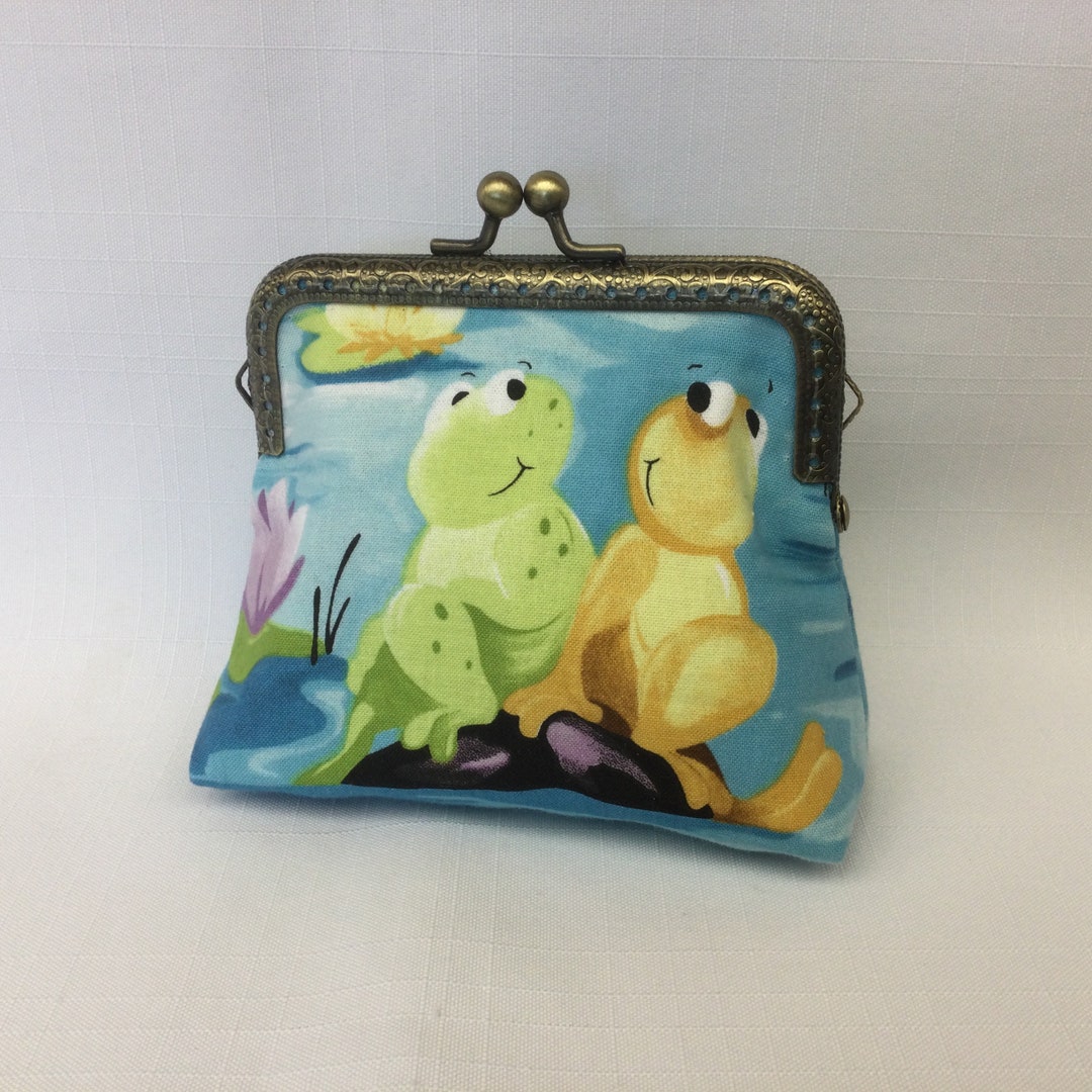 Frog Lover Coin Pouch: Animated Cotton Fabric Purse With Ball Clasp - Etsy