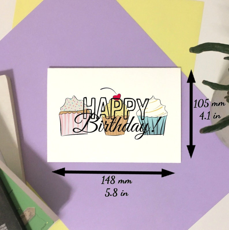 Cakes Birthday Card, Cupcakes Birthday Card, Friend, Girlfriend, Mum ...