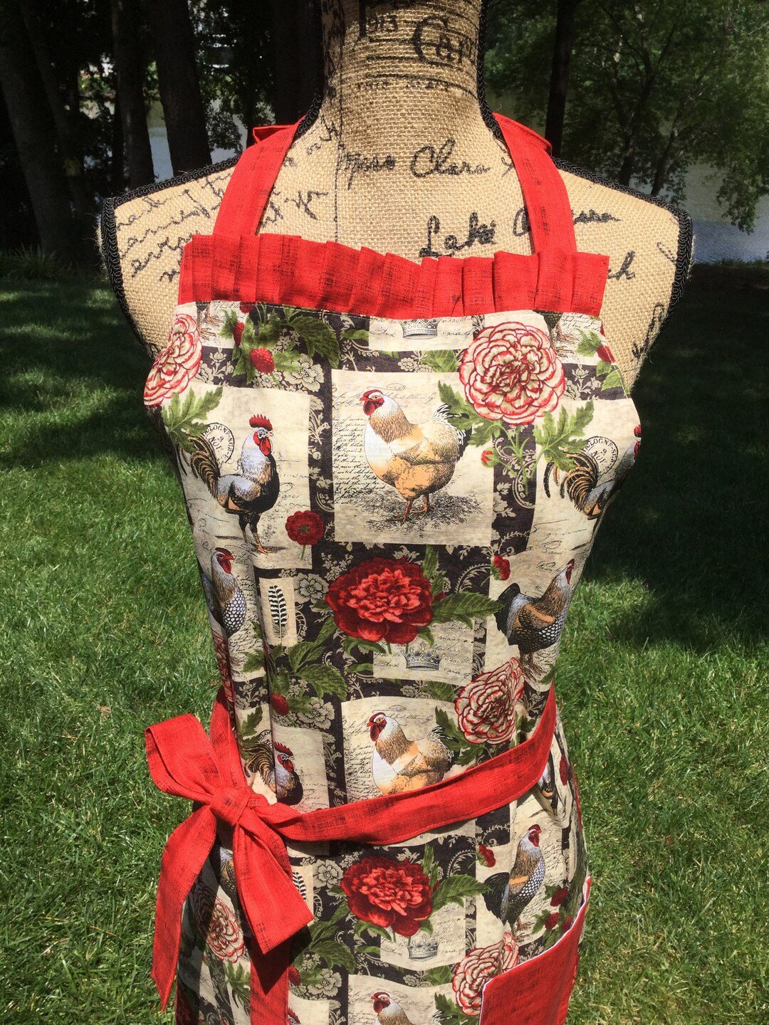 Country Girl Apron, Chicken Apron, French Country Apron, Red Truck ...