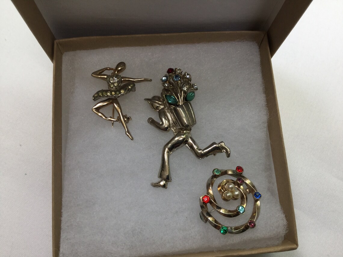 Vintage Art Deco Brooches 3 Vintage Art Deco Pins Antique | Etsy
