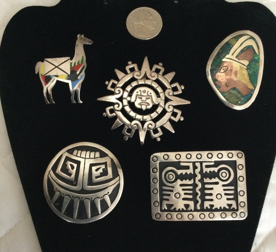 Lot of Sterling Silver Mexico Pins, Mexican Silver Brooches, Vintage ...