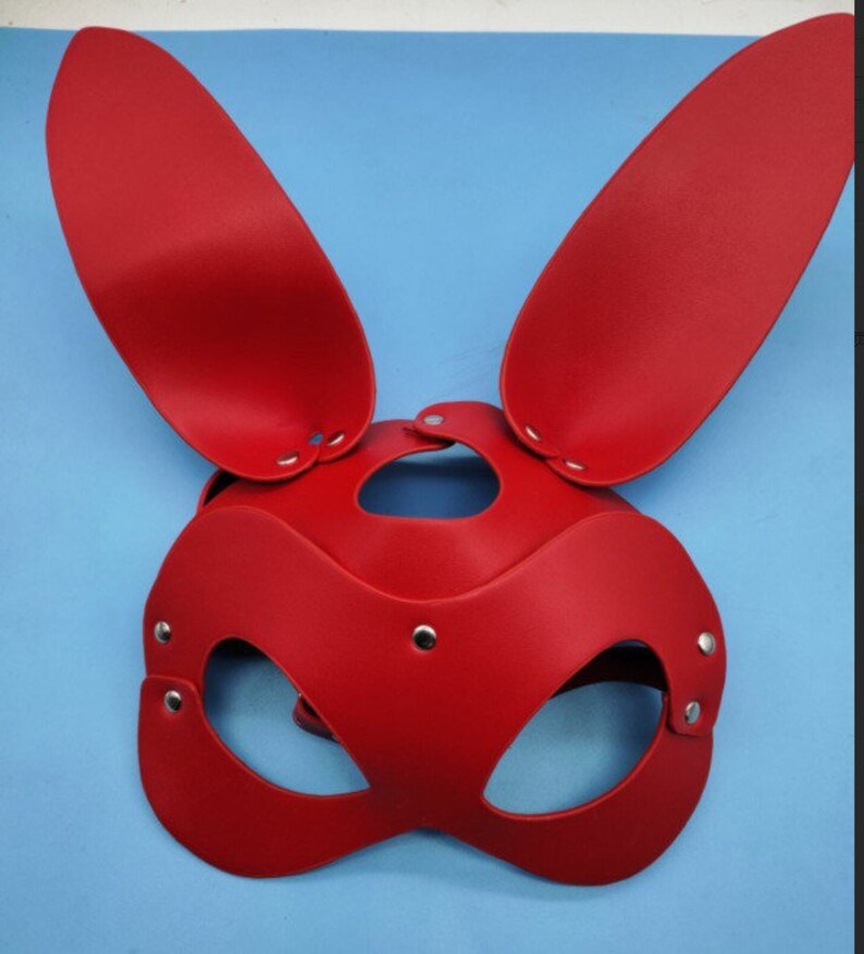 Red Bunny Mask Face Nunny Mask Face Mask Leather Rabbit - Etsy