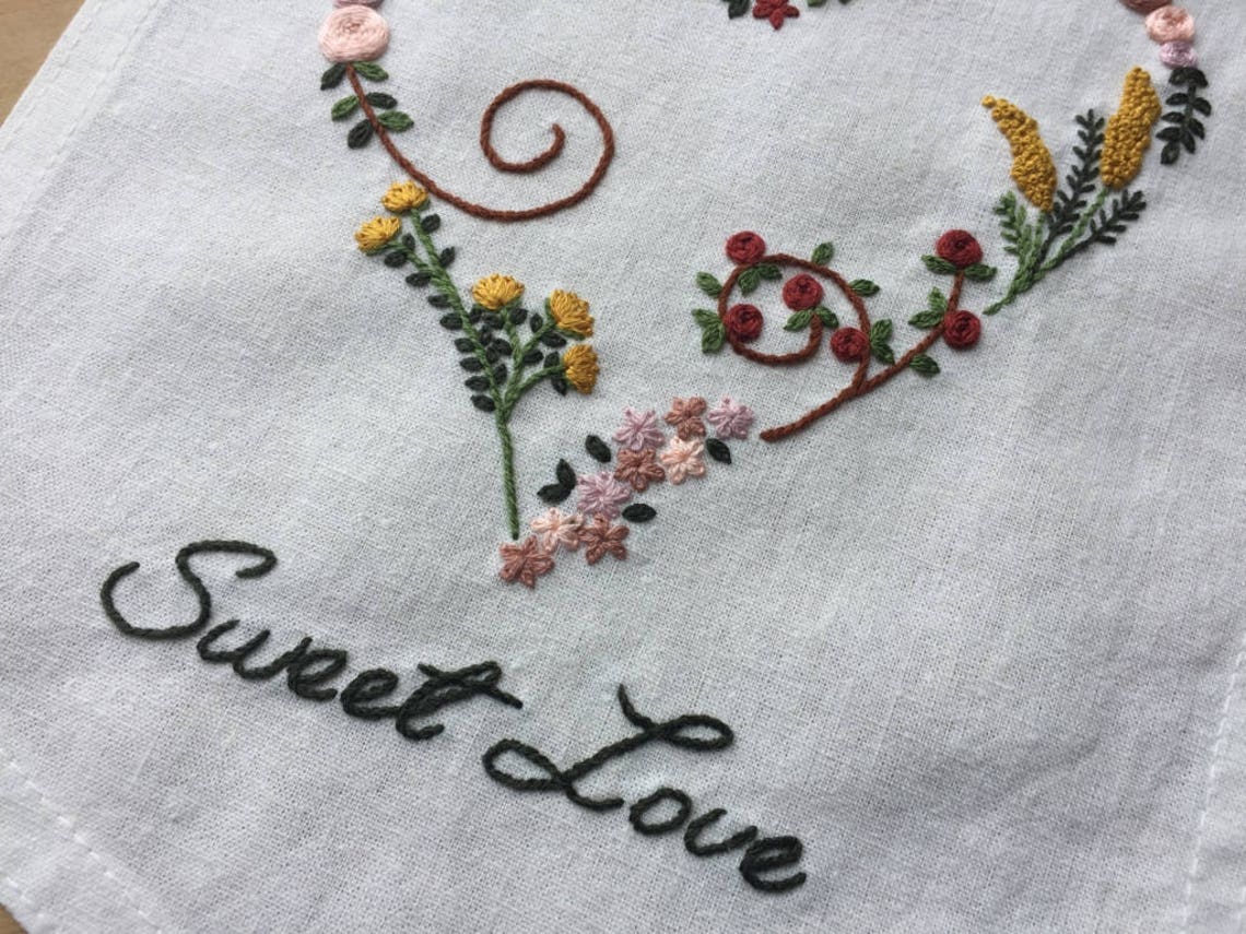 Floral Sweet Love Heart Hand Embroidery Pattern PDF Download | Etsy