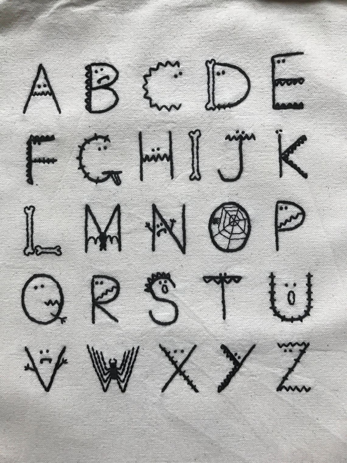 Cute Monster Alphabet Hand Embroidery Pattern PDF Download - Etsy