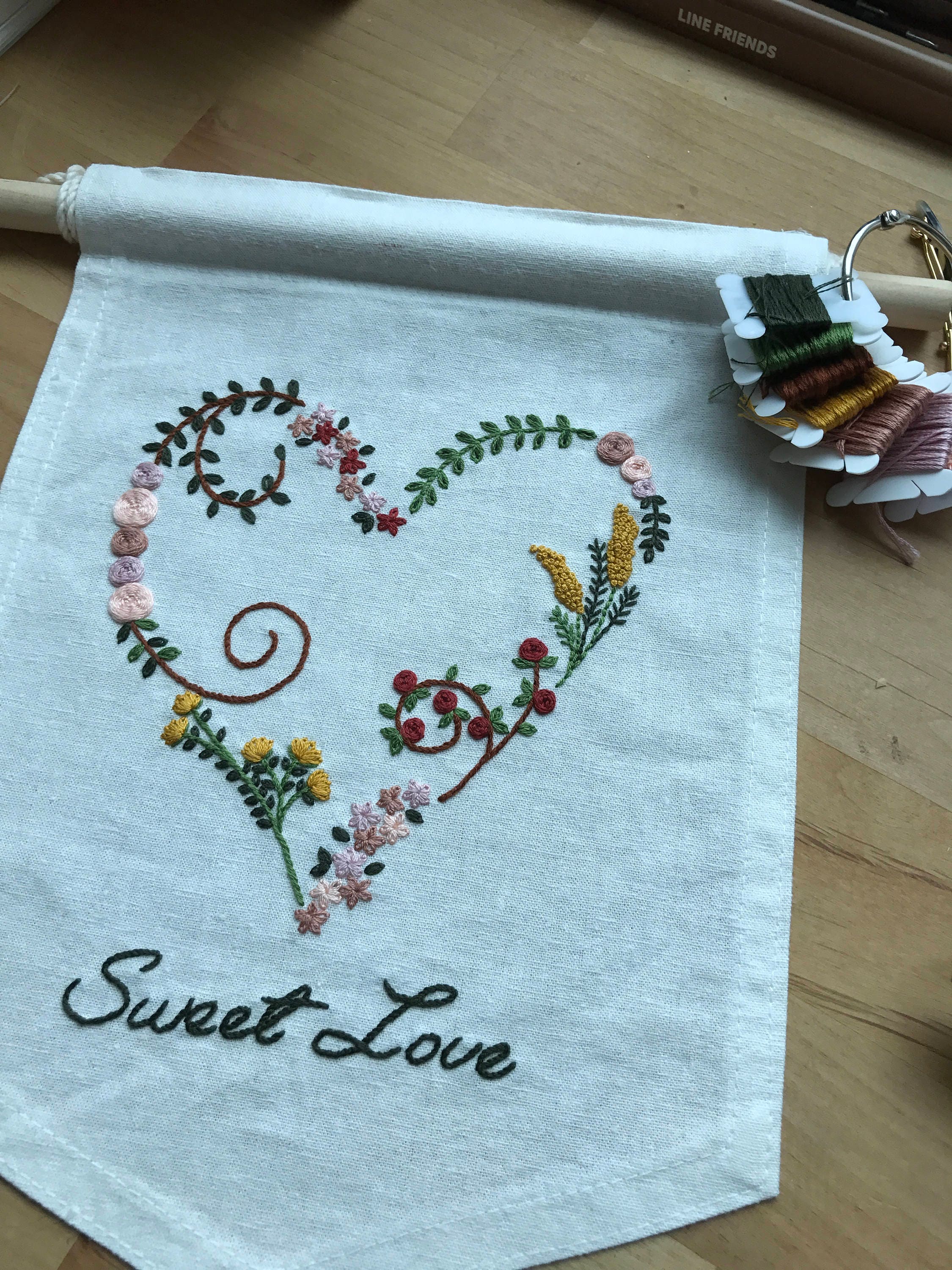Floral Sweet Love Heart Hand Embroidery Pattern - PDF Download - Etsy