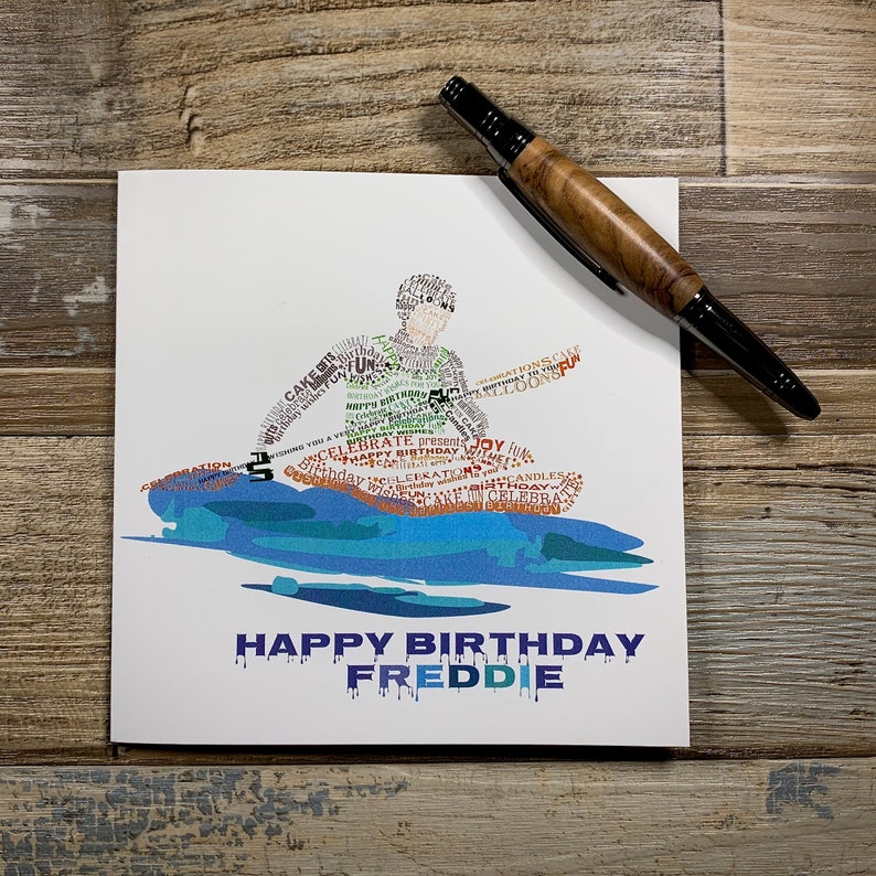 Happy Birthday Card - Kayaking Wordle Design Birthday Card - Kayak ...