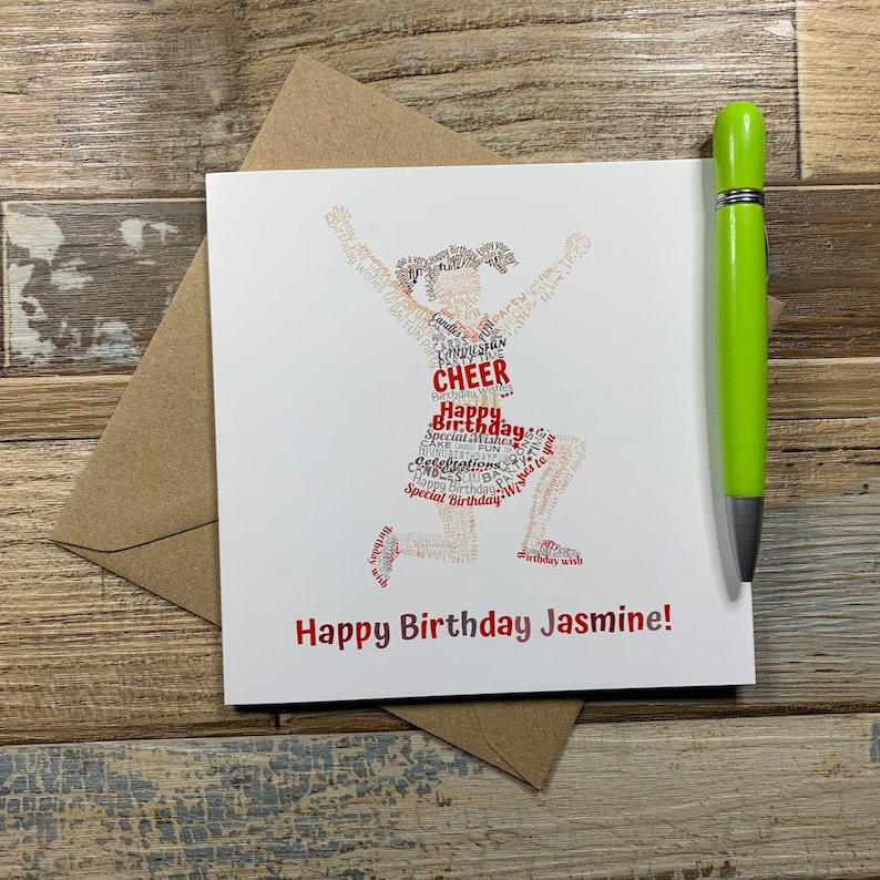 Happy Birthday Card Cheerleader Wordle Design Birthday Card | Etsy