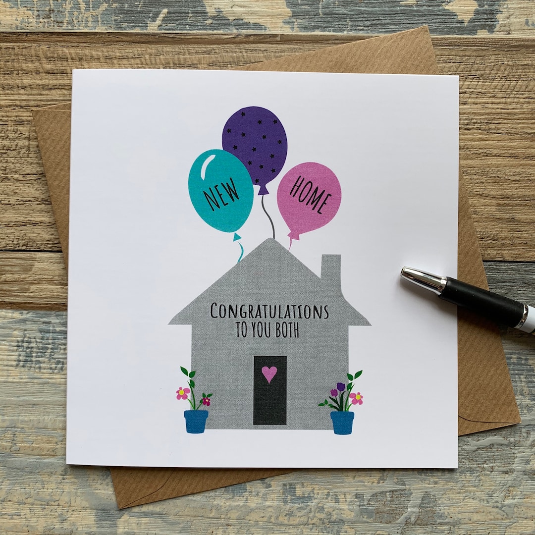 New Home Balloons Congratulations Card - Moving House - House Warming ...