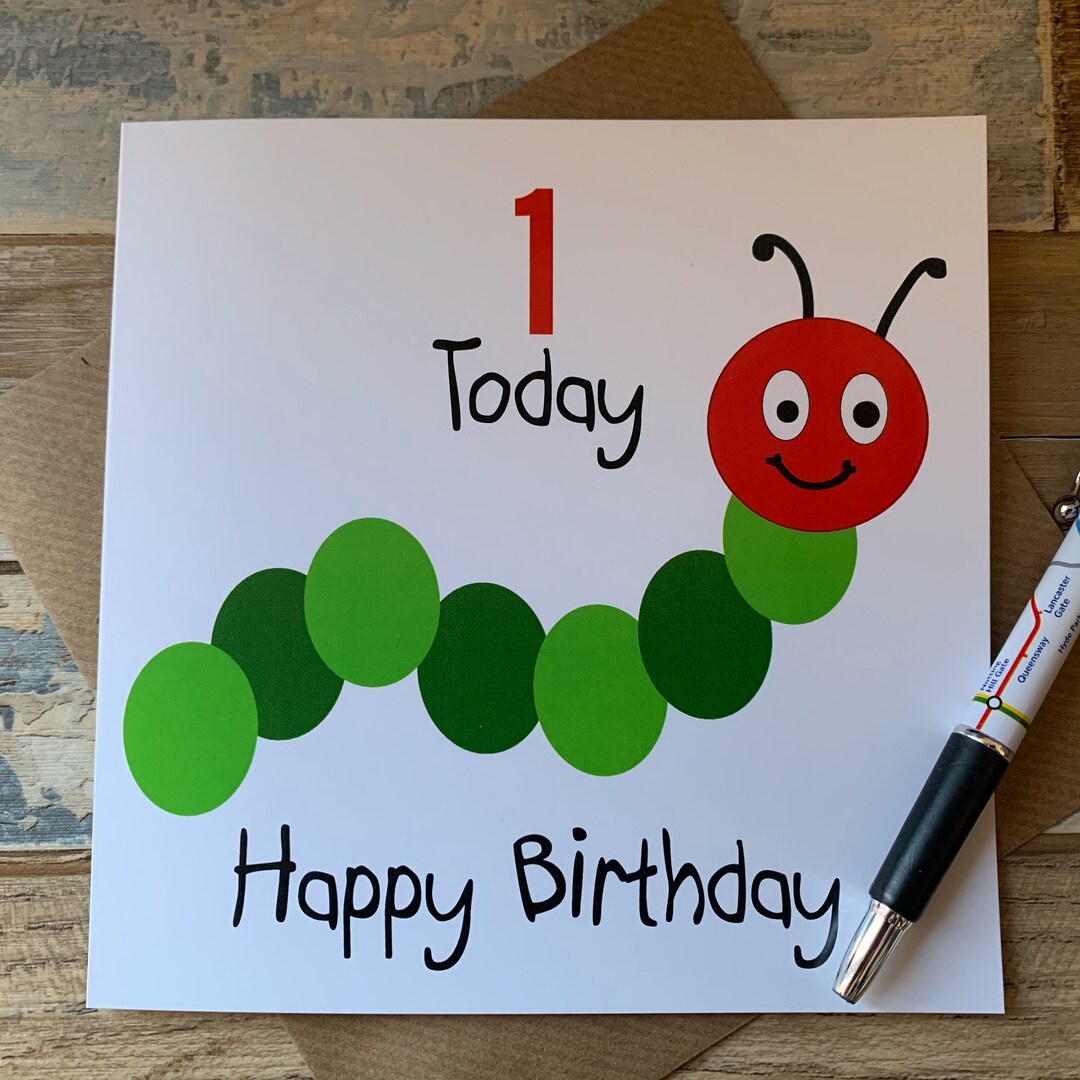 Happy Birthday Card for Children - Colourful Caterpillar Design - Any ...