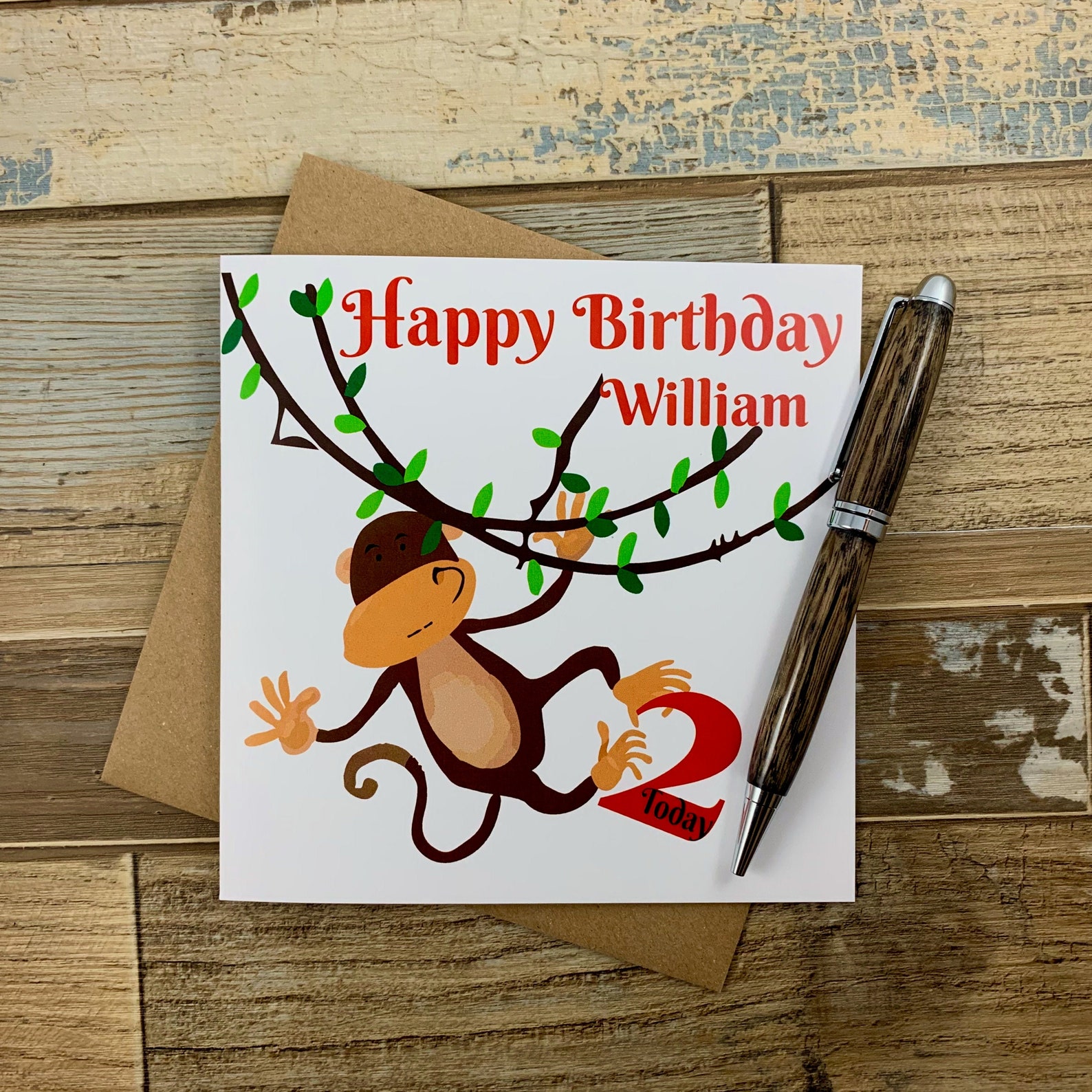 Childrens Birthday Card - Little Monkey Design Card for Children - Can ...