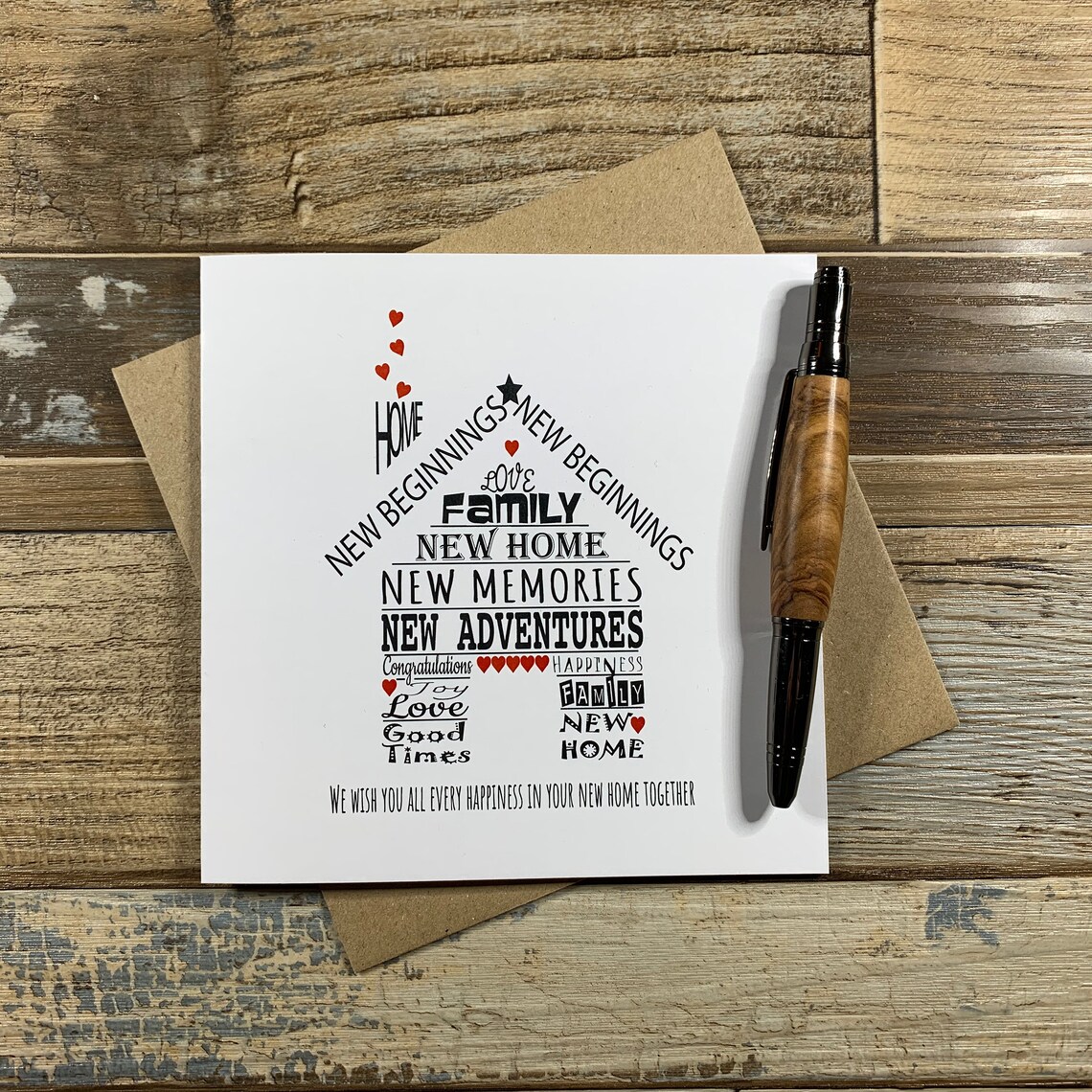 New Home Card Wordle Style Congratulations on Your New | Etsy