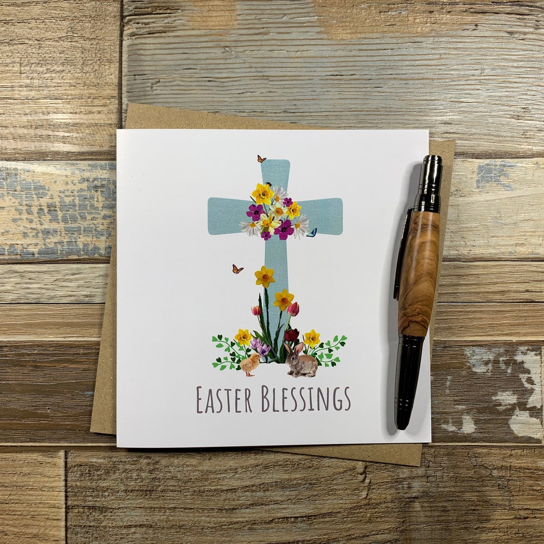 Easter Flowers on the Cross - Easter Card - Delivers Worldwide - Etsy UK