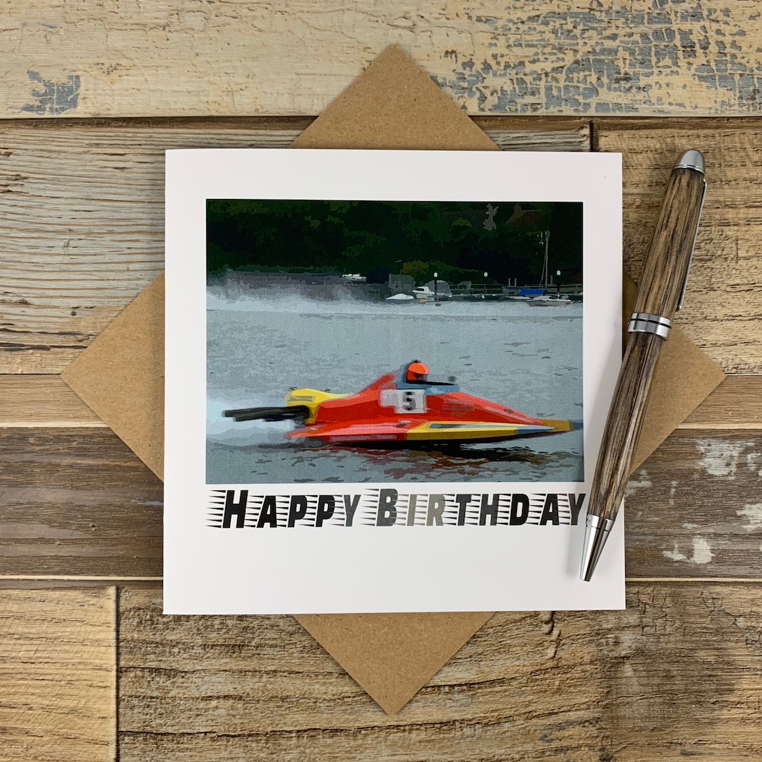 Speedboat Birthday Card - Watercolour Effect Picture - Posts Worldwide ...