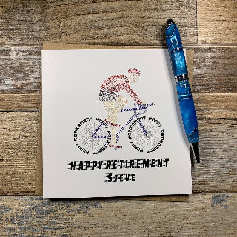 Cyclist Leaving Card / Retirement Card Wordle Word Art Design - Can Be ...
