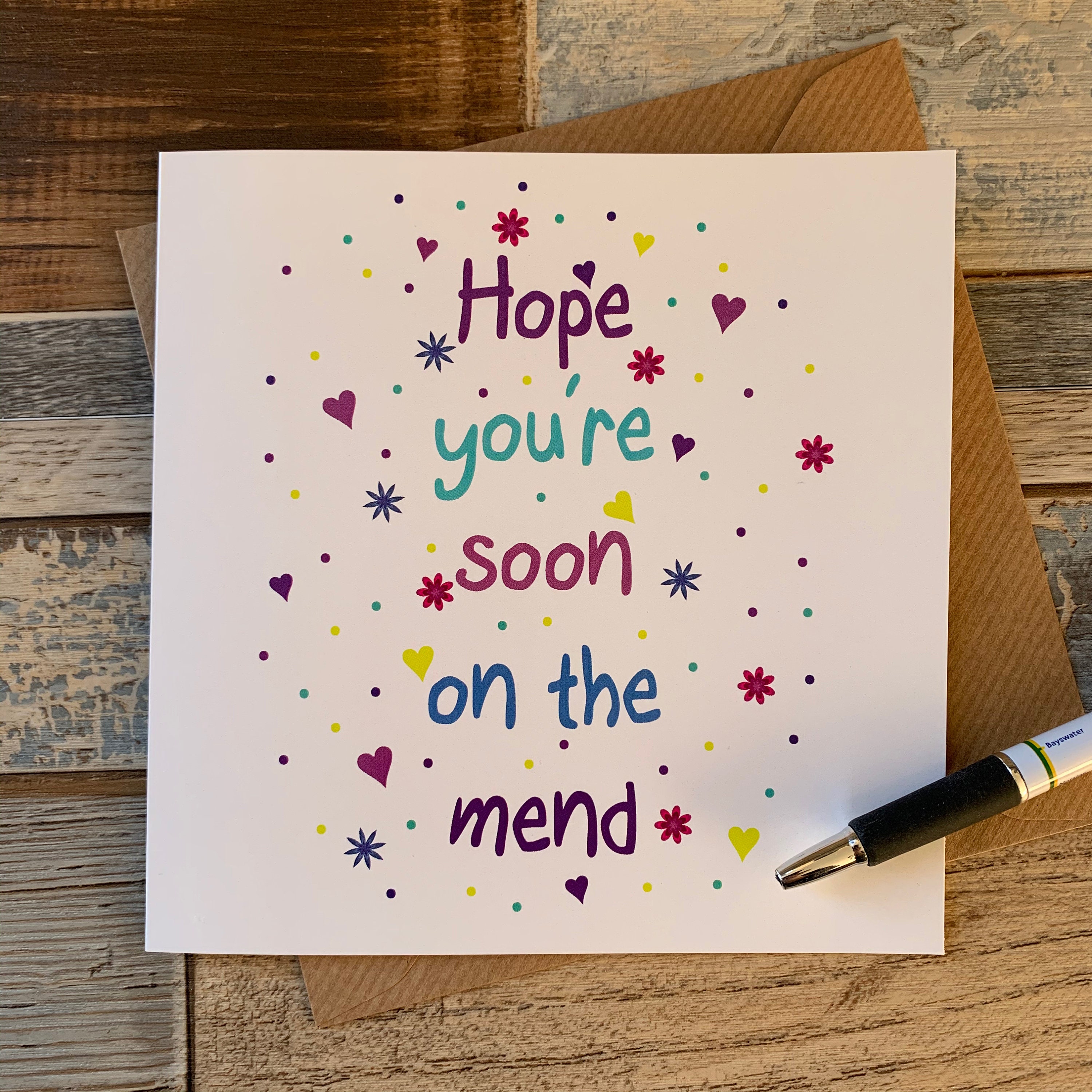 Get Well Soon Card - Hope You're Soon on the Mend - Etsy
