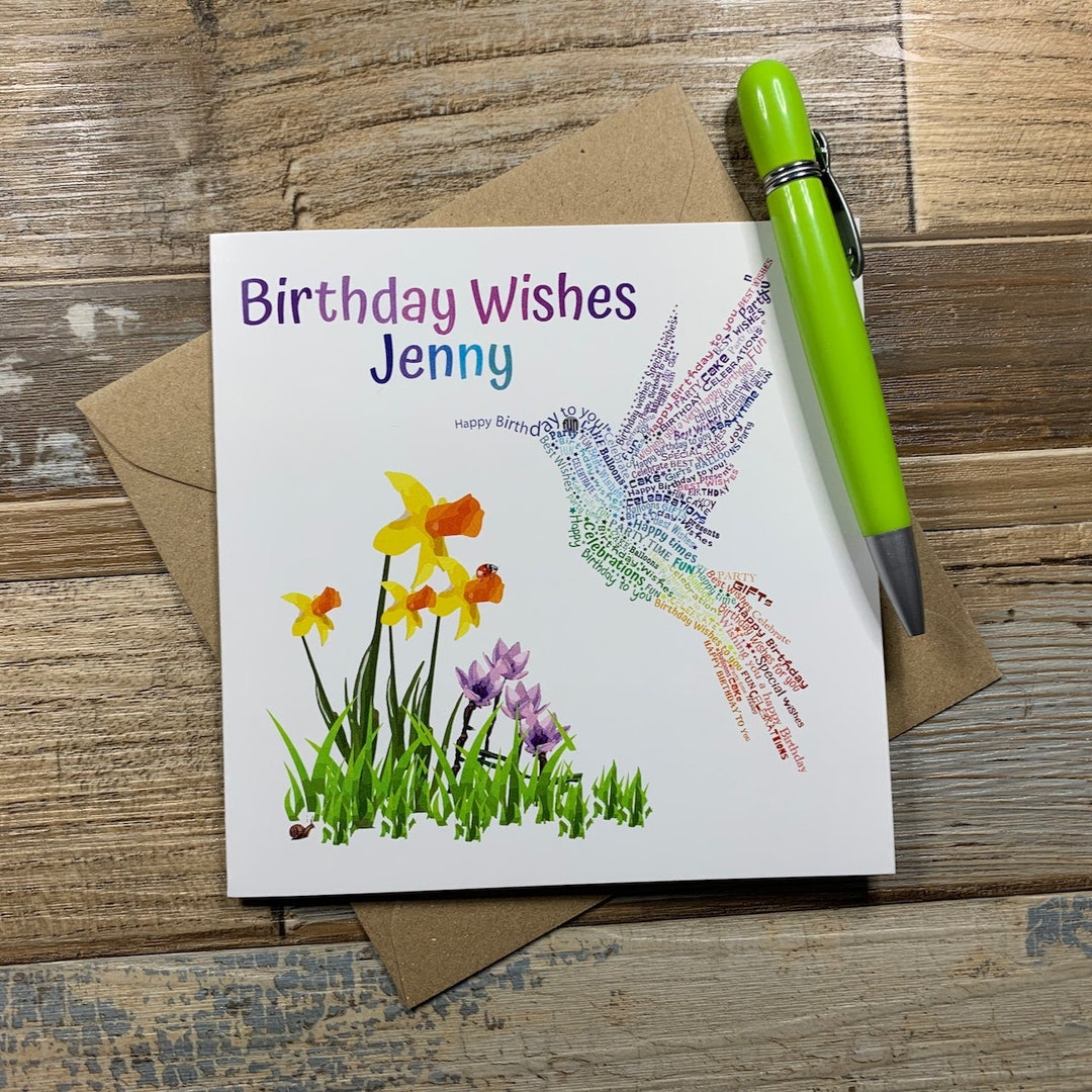 Happy Birthday Card - Wordle Design Bird Birthday Card - Can Be ...