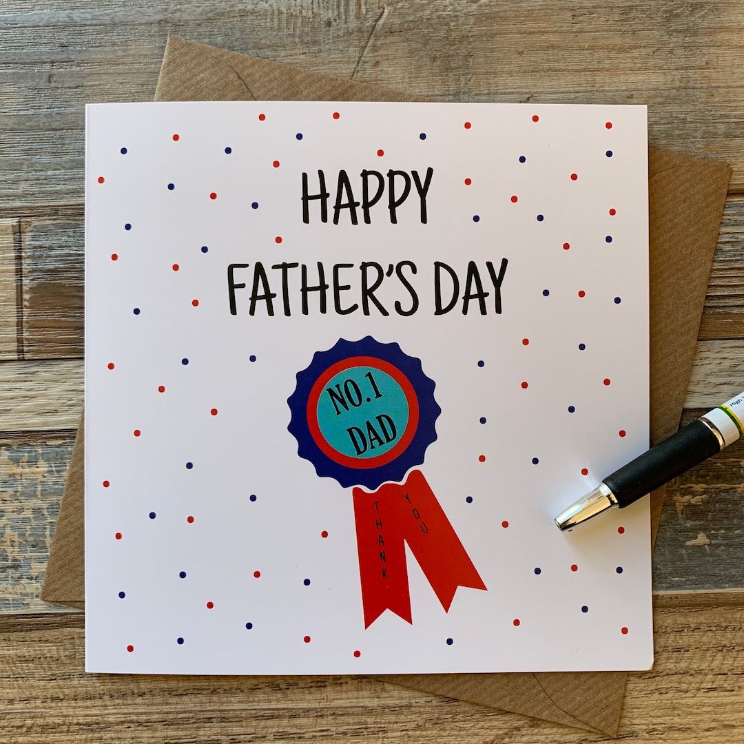 Fathers Day Card - No 1 Dad Rosette Day Card - Ships Worldwide - UK ...