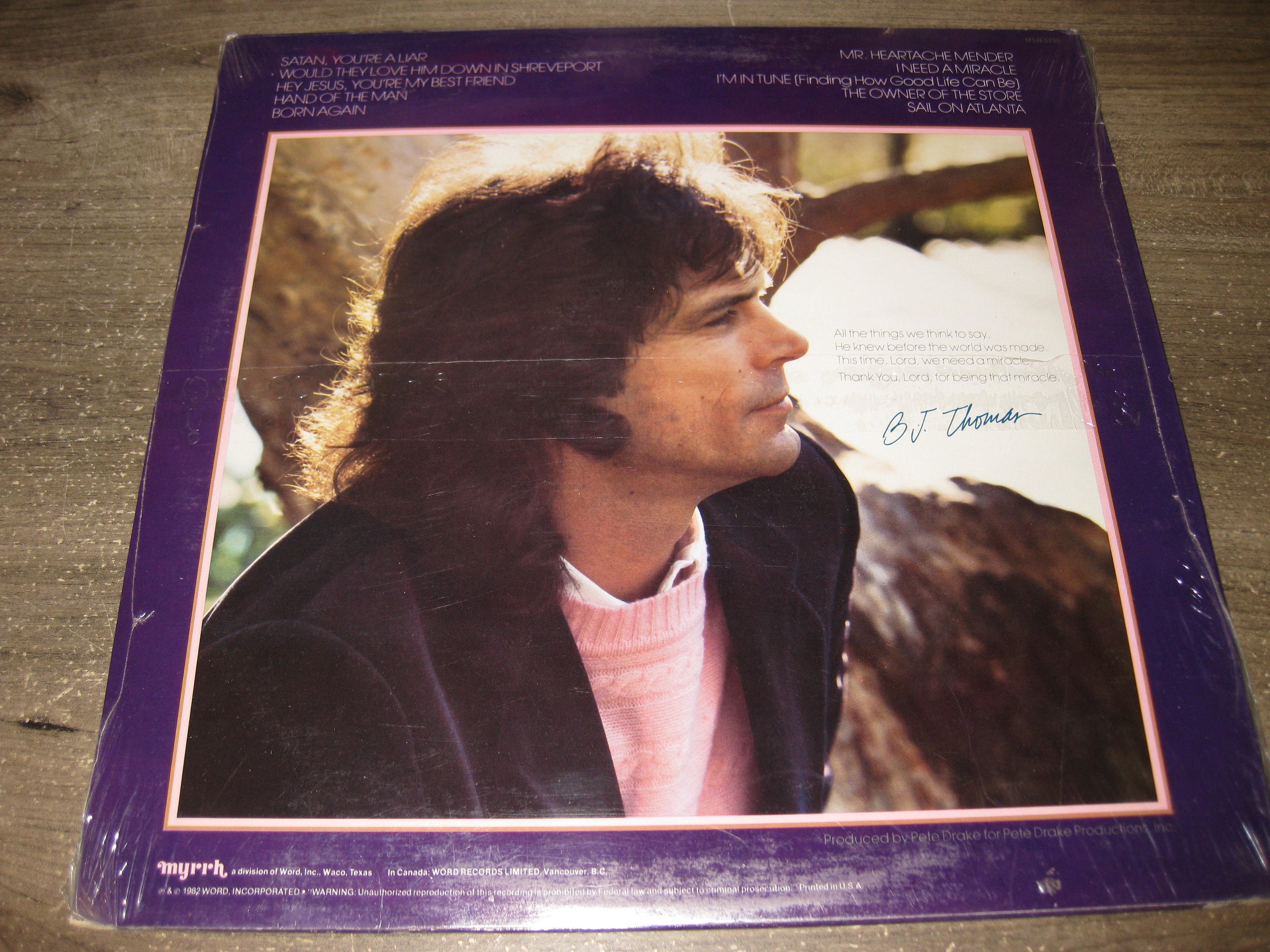 BJ Thomas Miracle Vinyl 33 RPM Record Still Factory - Etsy