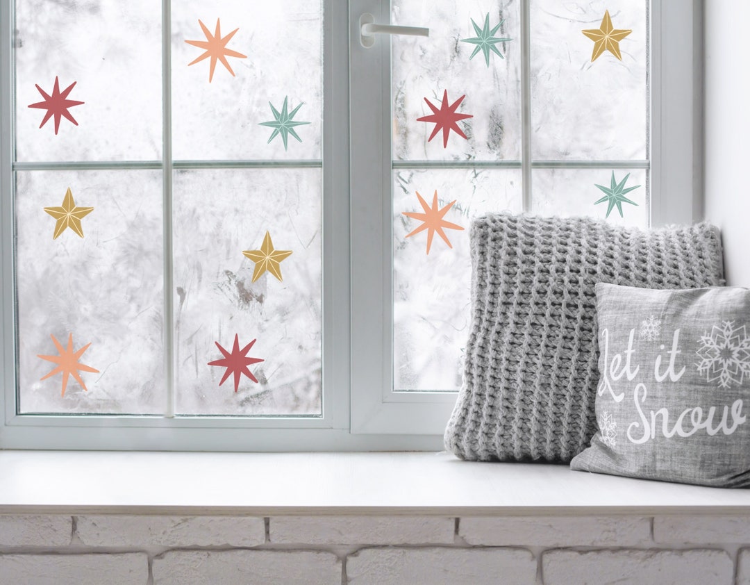 Christmas Window Decorations Stars Decorative Window Stickers Decals ...
