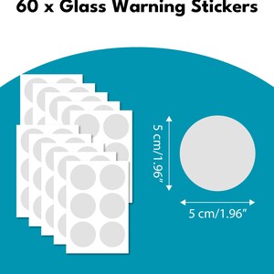 60x Round Etched Glass Warning Window Safety Stickers for Windows Doors ...