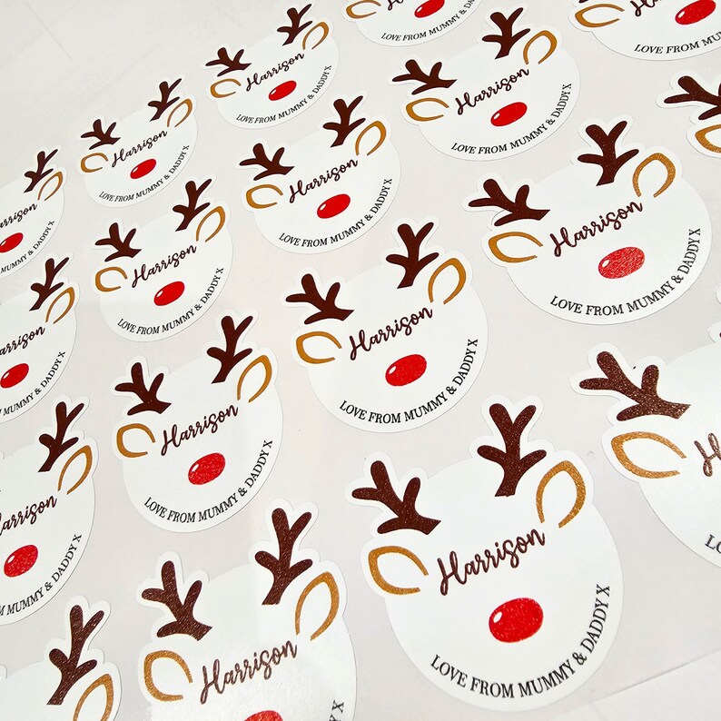 Christmas Present Label Reindeer Gift Sticker - Personalized Gift ...