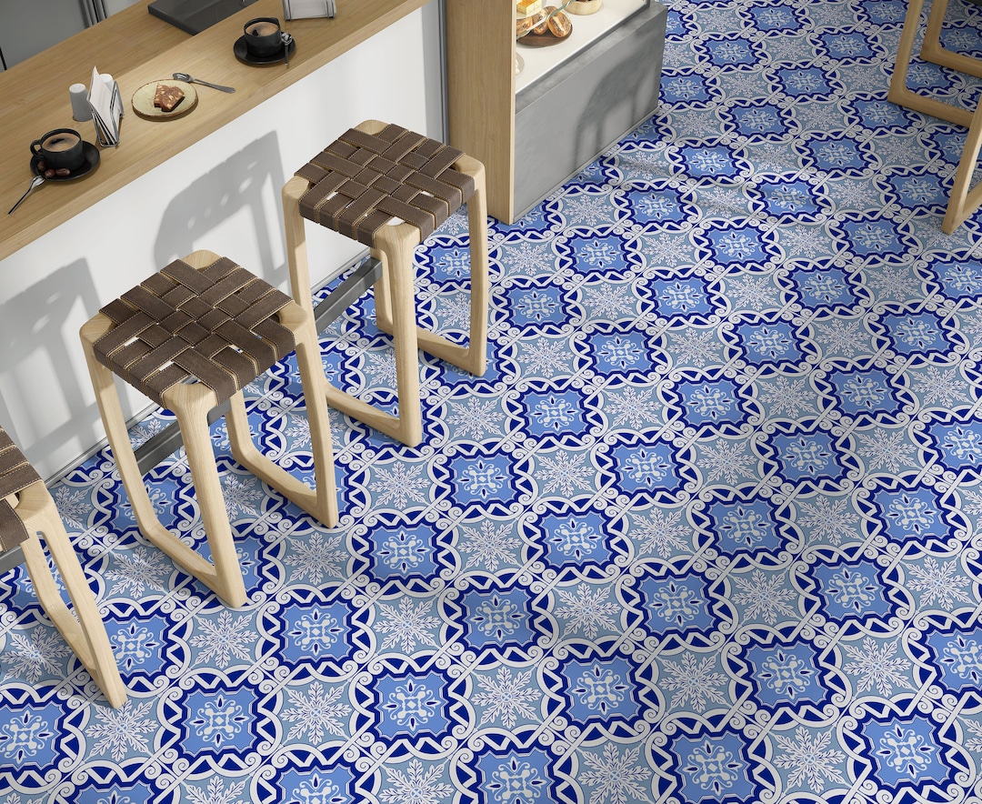 Powder Blue Fancy Deco Floor & Wall Tile Stickers - Etsy