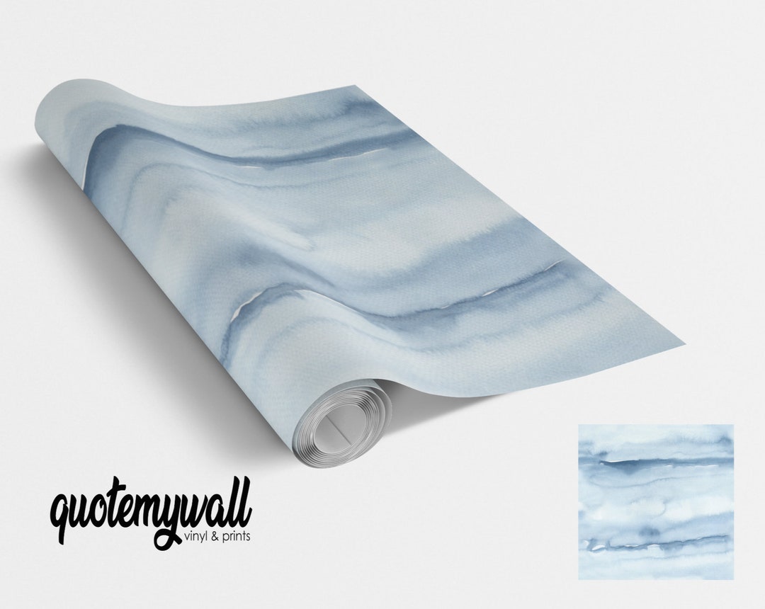 Baby Blue Watercolor Marble Self Adhesive Vinyl Vinyl Wraps for ...