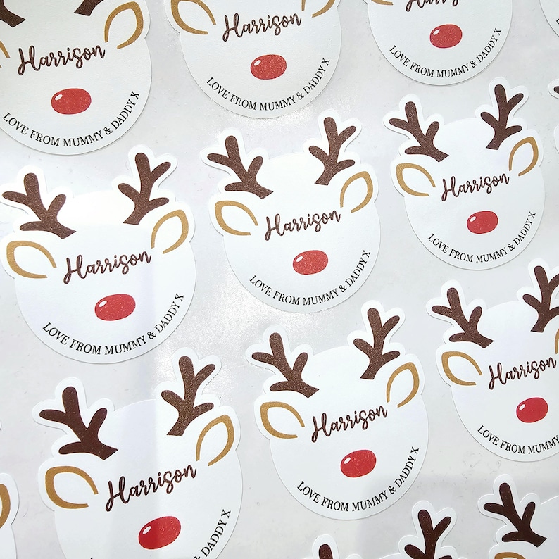 Christmas Present Label Reindeer Gift Sticker - Personalized Gift ...