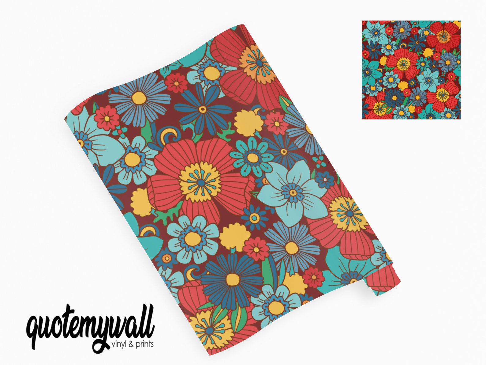 Retro Colourful Flower Pattern Vinyl Wrap Vinyl Wraps for - Etsy
