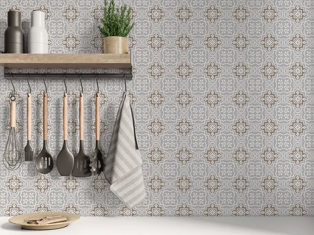 Grey Art Deco Plume Floor & Wall Tile Stickers - Etsy UK