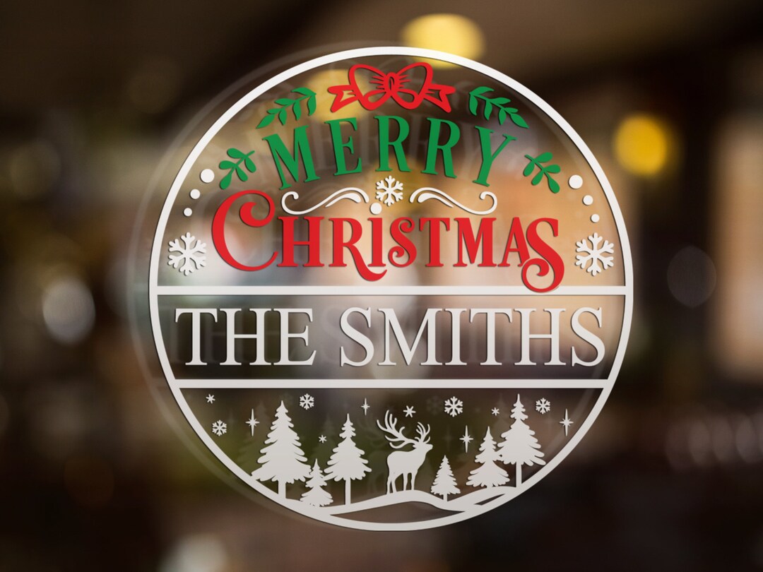 Personalized Christmas Name Window Sticker Family Surname Custom Decal ...