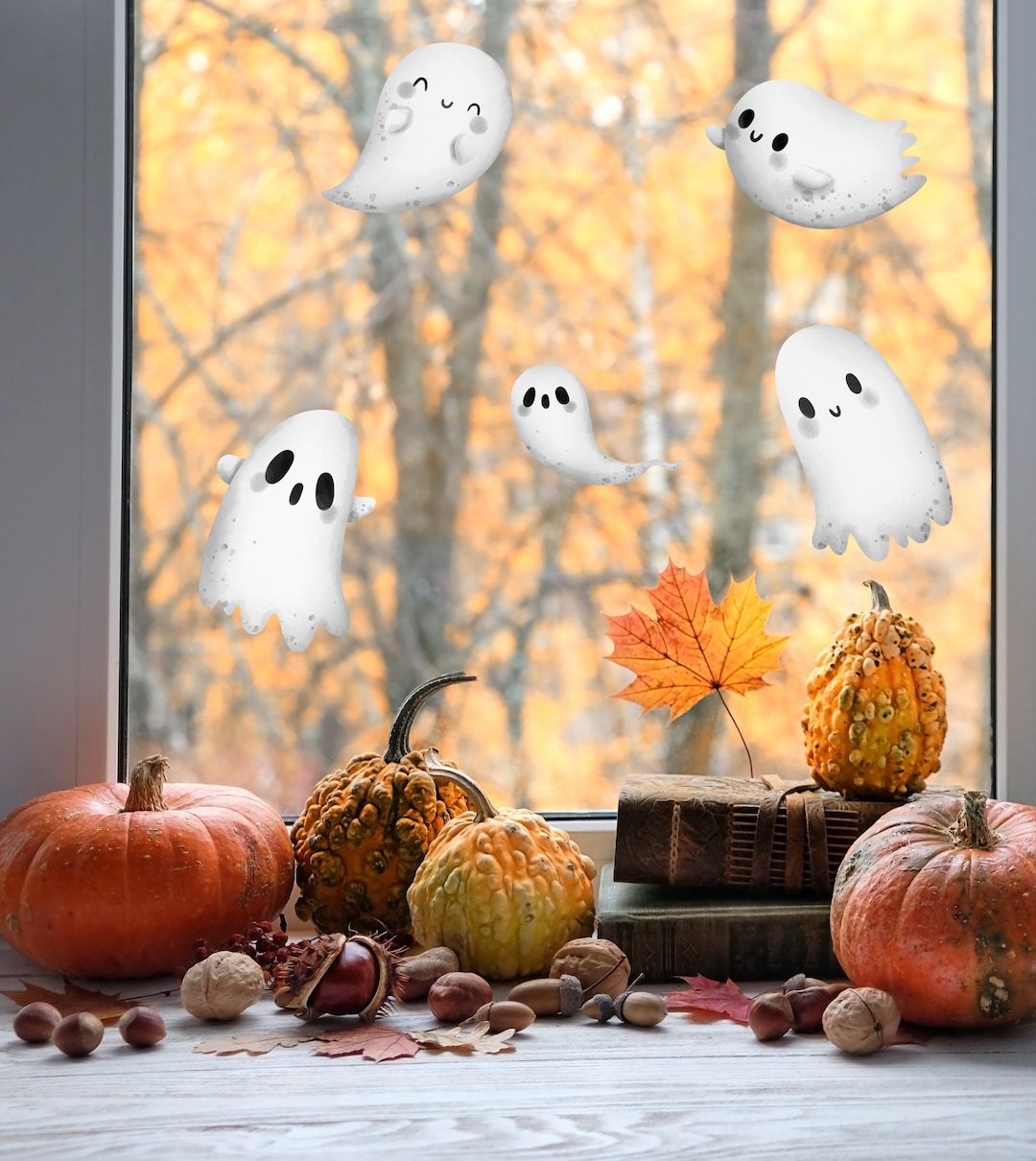 Flying Ghosts Halloween Window Stickers, Halloween Decorations, Decals ...