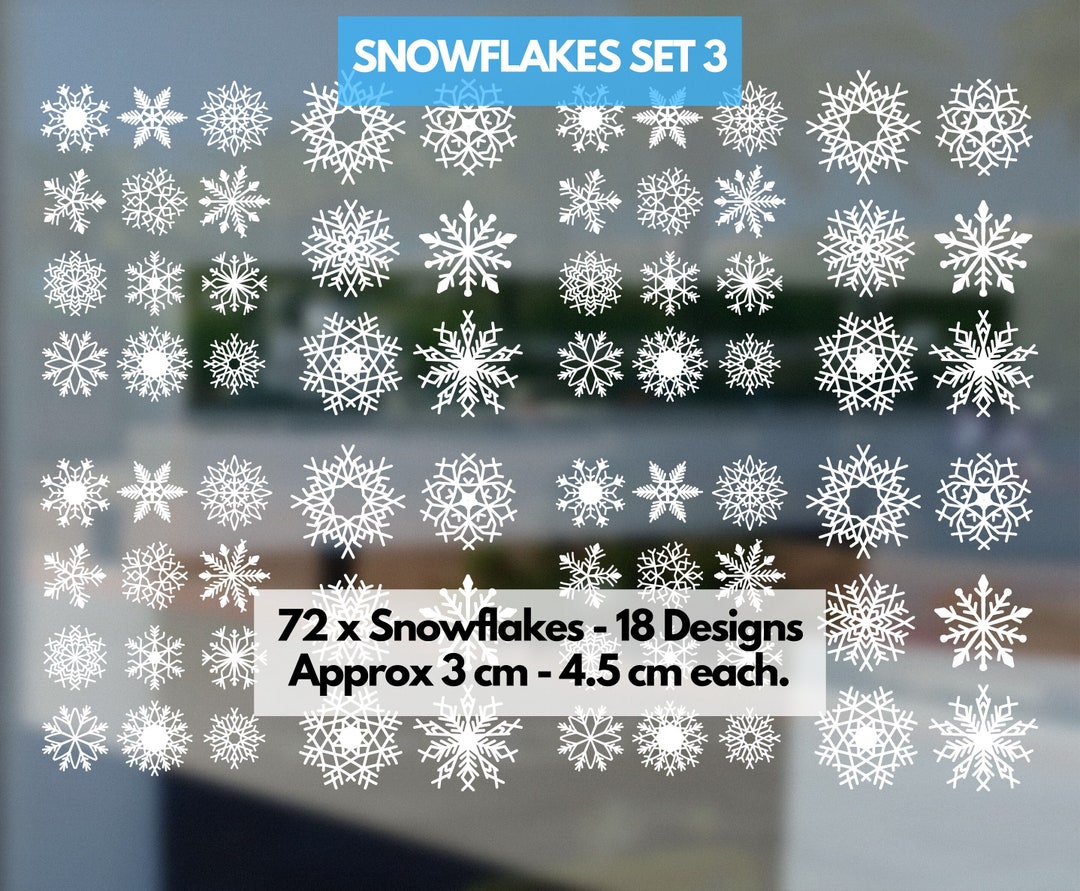 Snow Flakes Window Decor Stickers Decals, Snowflake Window Stickers ...