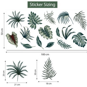 Botanical Tropical Leaf Leaves Wall Stickers Decals - Etsy
