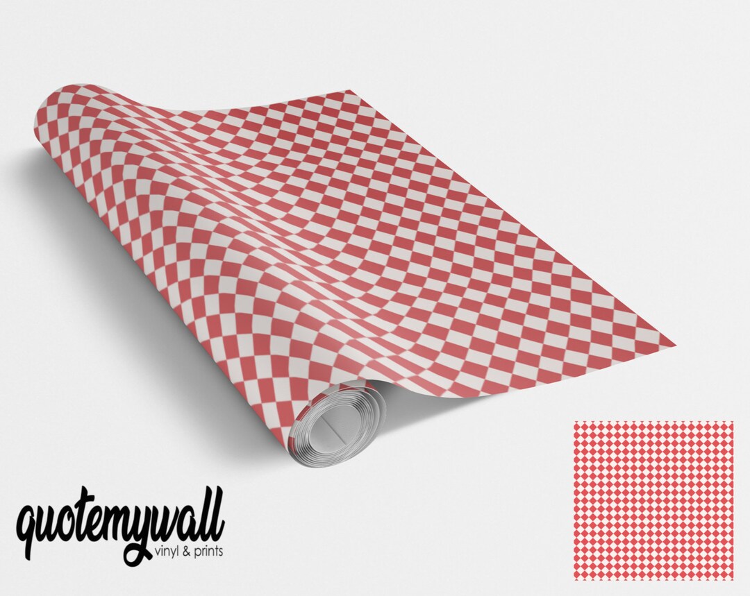 Red & White Checked Pattern Furniture/window Vinyl Wrap Vinyl Wraps for ...